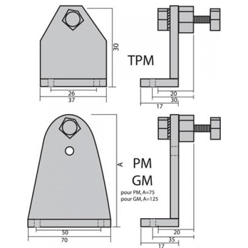 Équerre de fixation de vérin à gaz