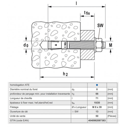 Goujon Ancrage FBN II INOX A4