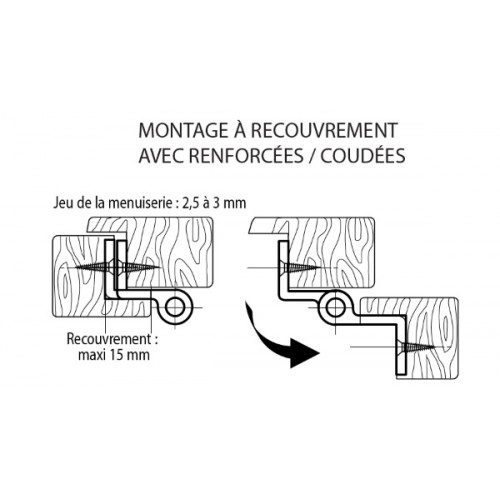 Paumelle Renforcée à Bouts Ronds Coudée pour Menuiseries Bois ...